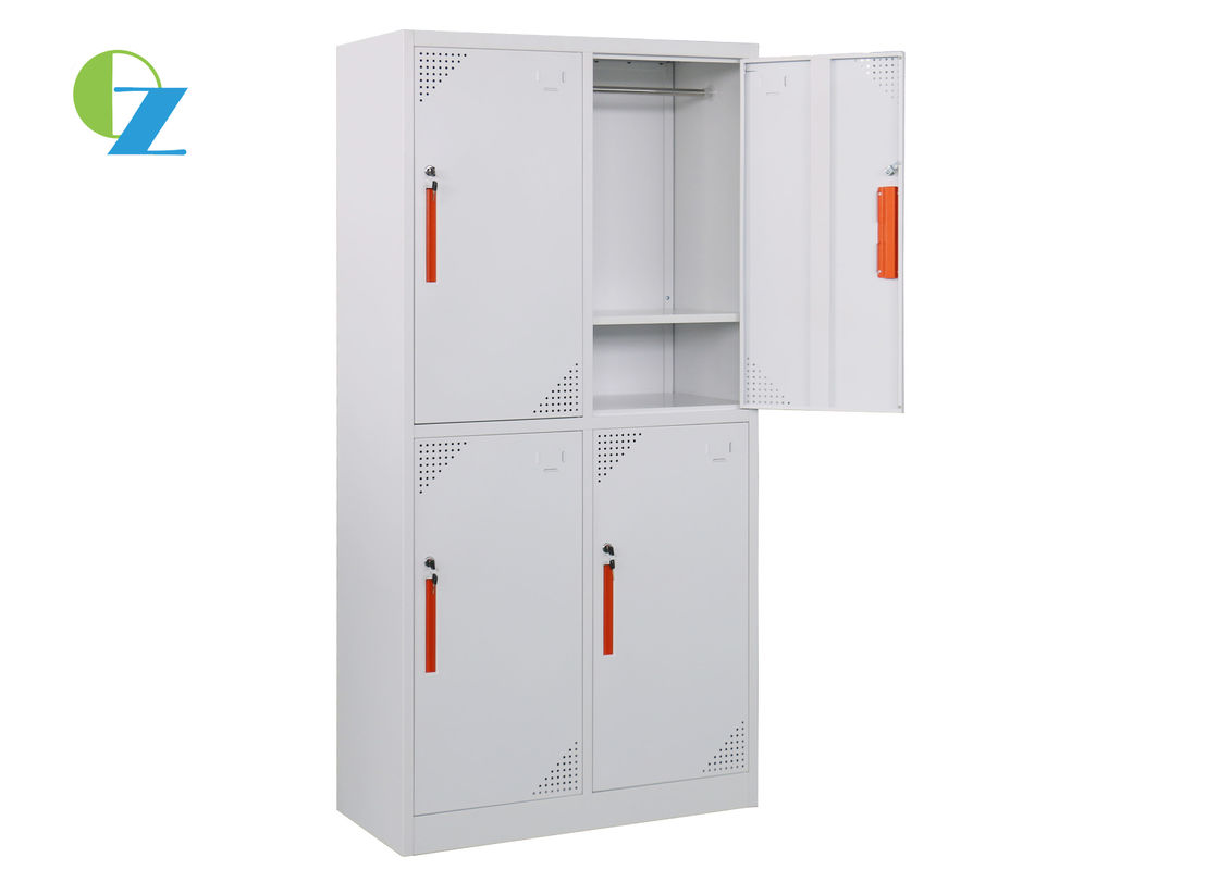 Red Handle Steel Office Lockers Rust Proof 4 Door Metal Locker Cupboard ...