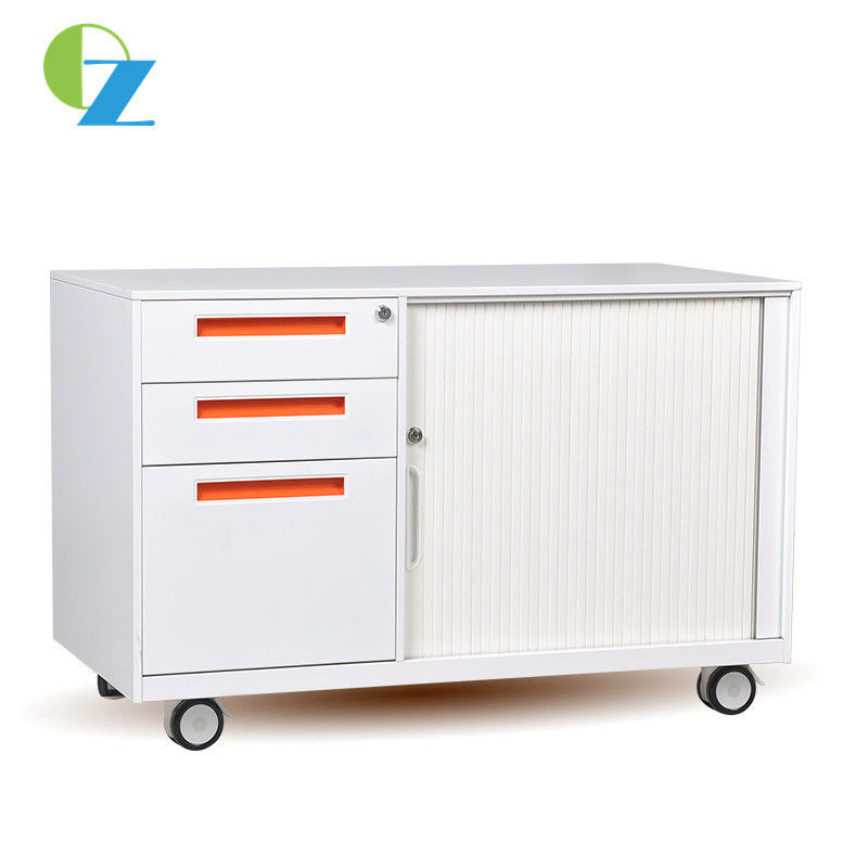 Cold Rolled Steel Rolling Door Storage Cabinet With 3 Drawers Mobile ...
